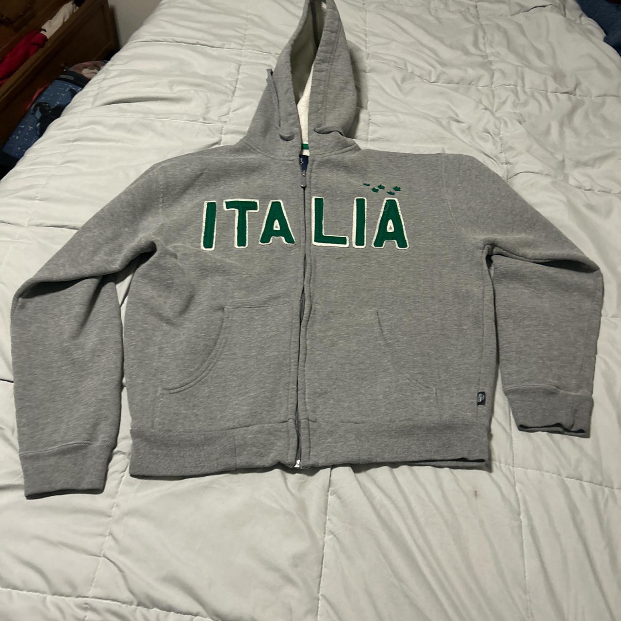 Five Star Vintage, Grey and green Italy zip-up hoodie | Depop