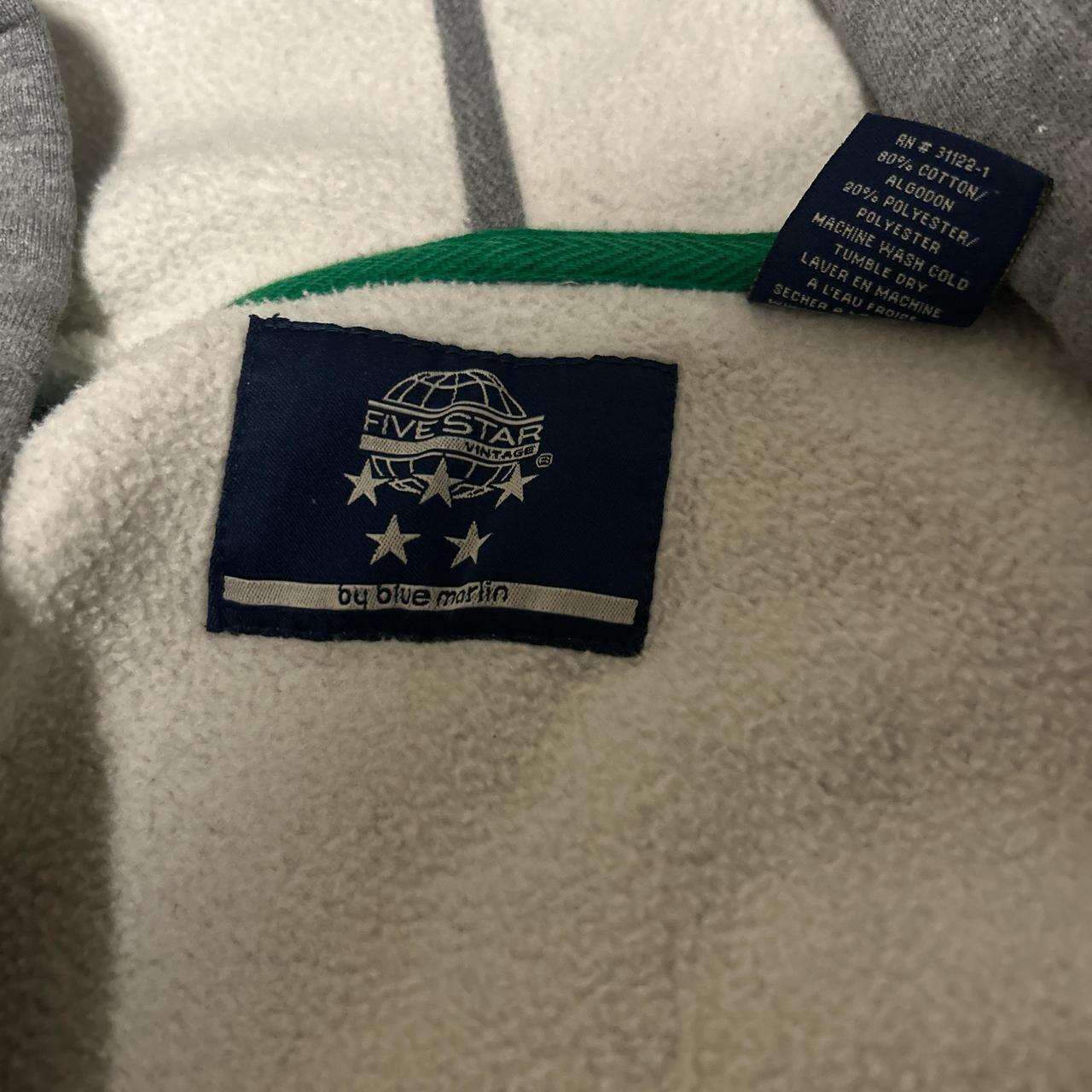 Five Star Vintage, Grey and green Italy zip-up hoodie | Depop