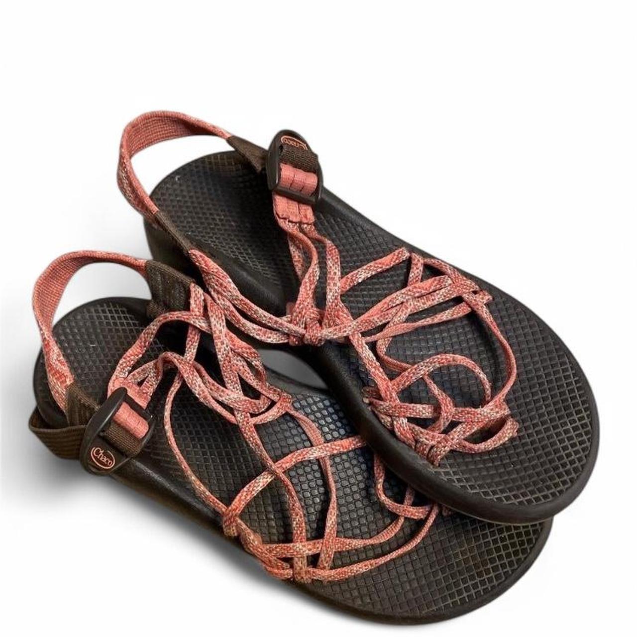 Pink/orange and brown Chaco sandals, lightly used,... | Depop