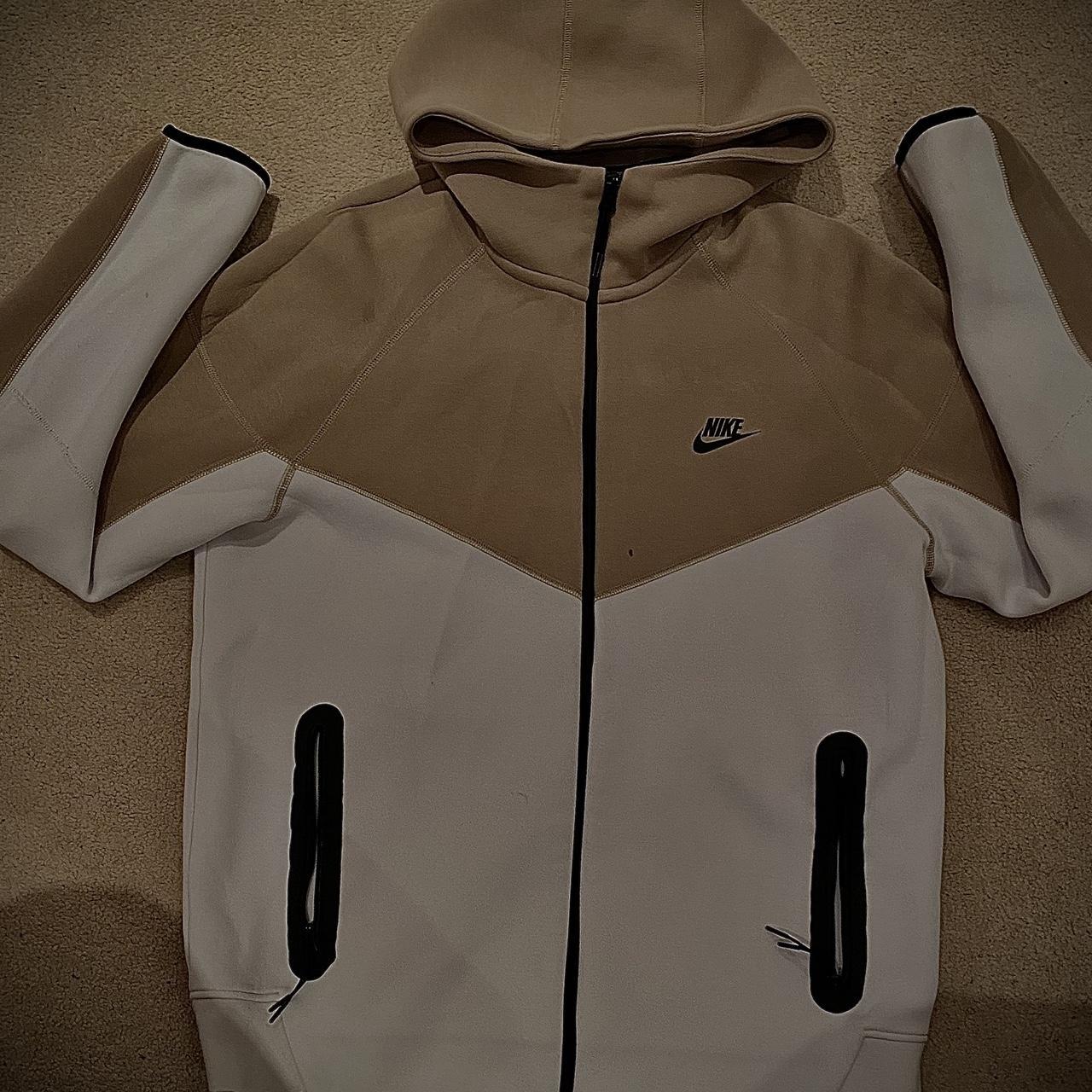 Brown and white Nike tech fleece - Depop
