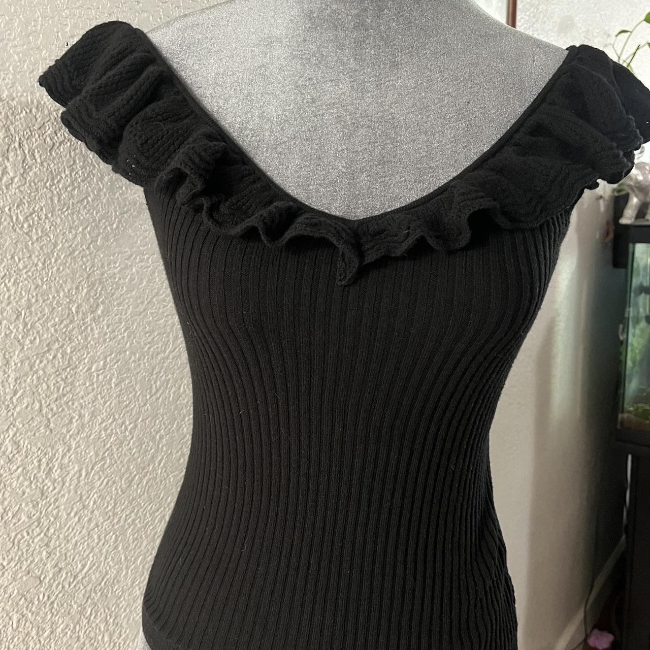 gap black ruffle shirt (can be off-shoulder) fits... - Depop