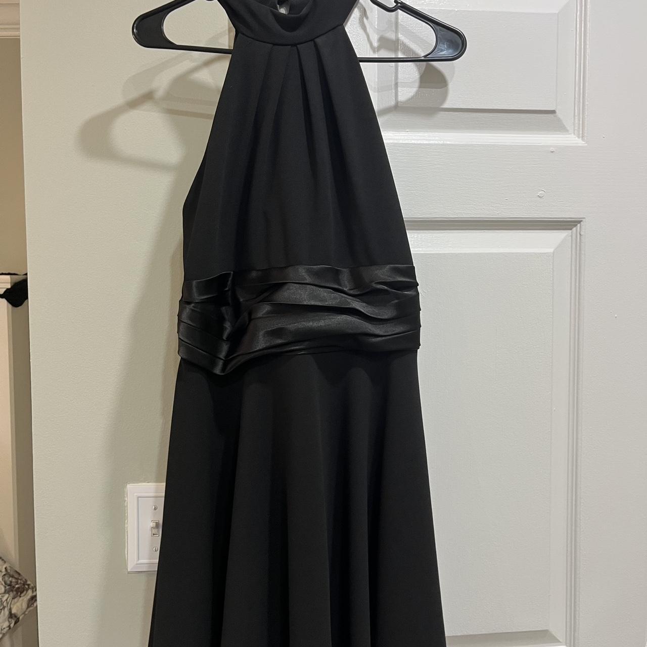 Black halter dress with satin detail #LBD | Depop