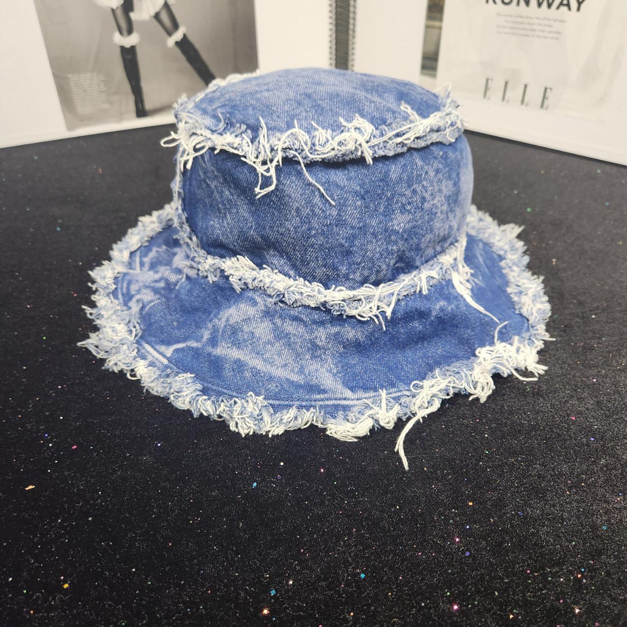 This distressed denim bucket hat is a must-have for... - Depop