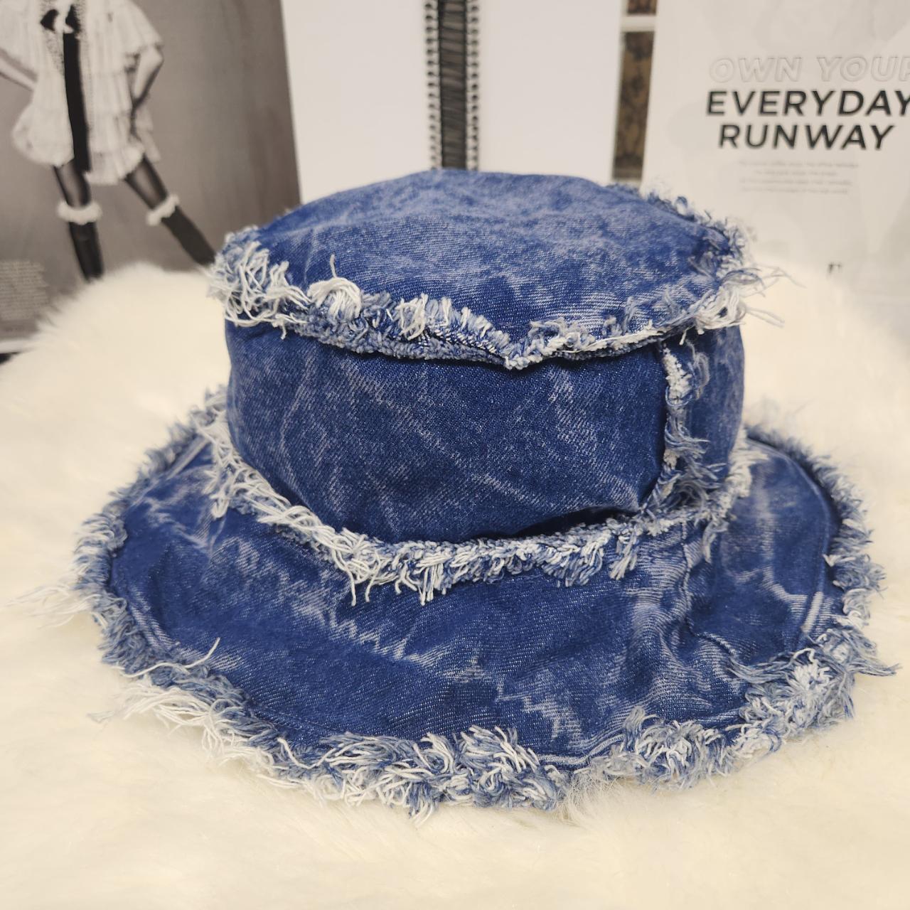 This distressed denim bucket hat is a must-have for... - Depop