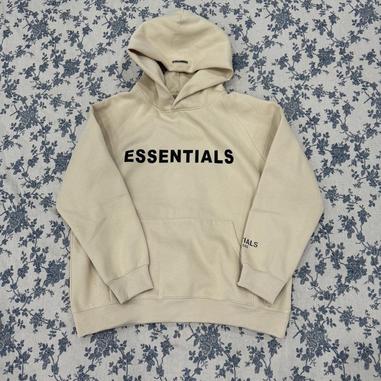 Essentials cream hoodie SizeM - Depop