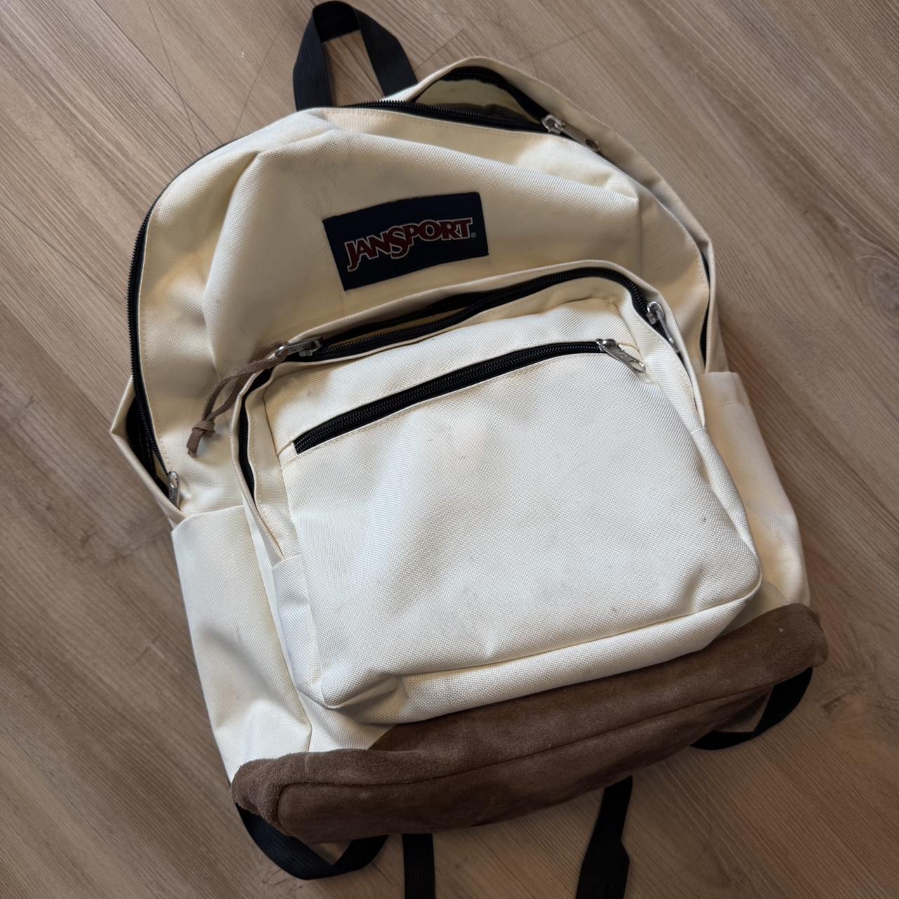 White and cream Jansport backpack #backpack #trendy... | Depop