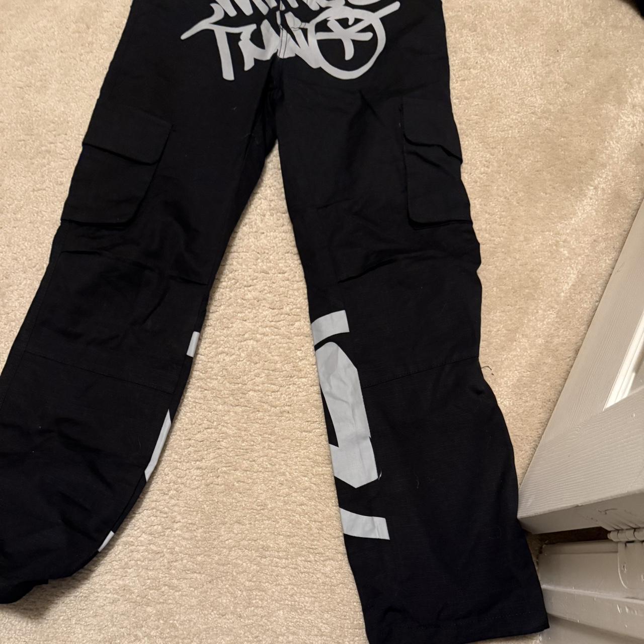 Minus Two Black and white cargo pants with... - Depop