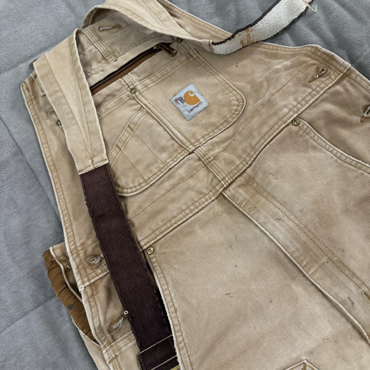 Tan Carhartt double knee overalls size 30x30 #workwear - Depop