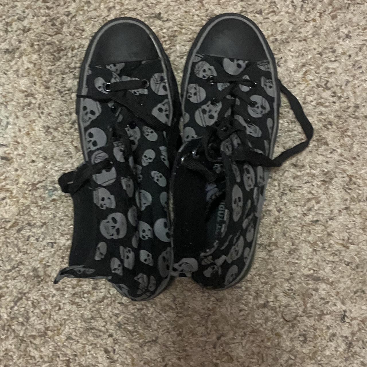 HOTTOPIC Black Skull Sneakers Tennis Shoes Emo... | Depop