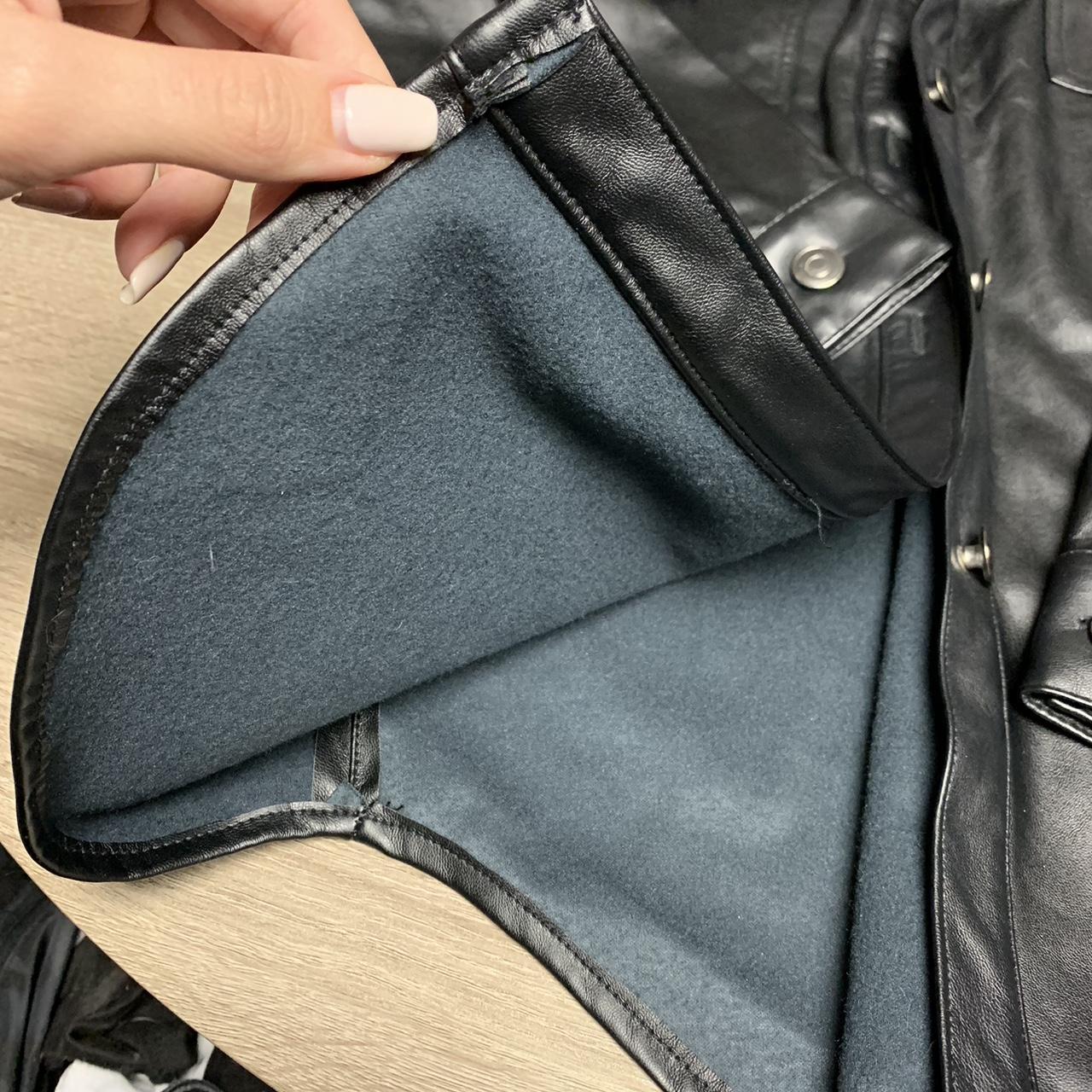 Faux leather long shirt jacket size small - Depop