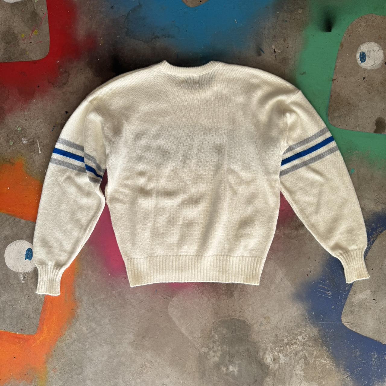 1984 USAF crewneck sweater in Cream and blue... | Depop