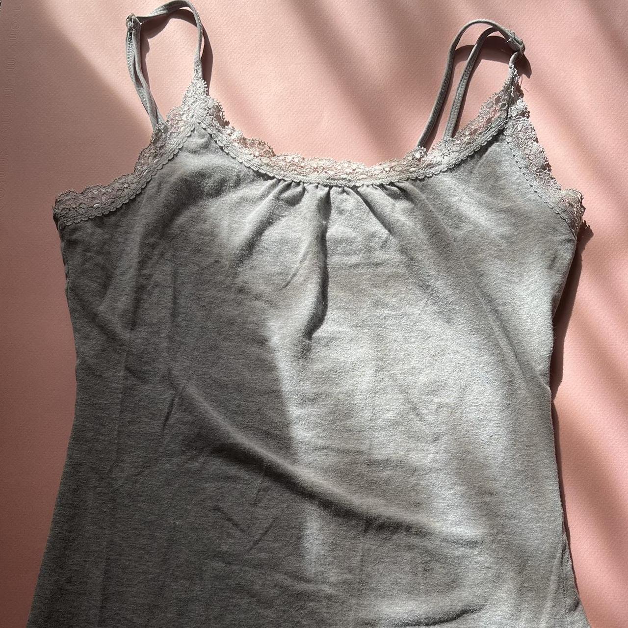 ☆Grey cami top with lace detailing ☆Great under... - Depop