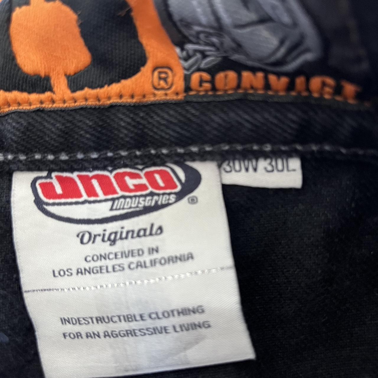 “jnco jeans convict 50” jet black,30 waist, 28... - Depop