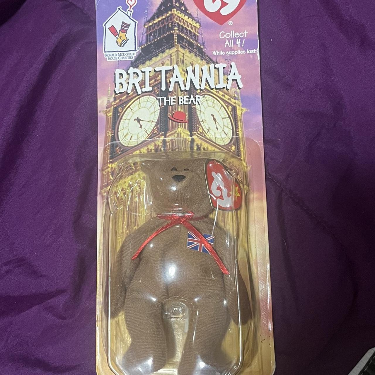 Brittannia the bear , mini beanie baby Collectors... | Depop