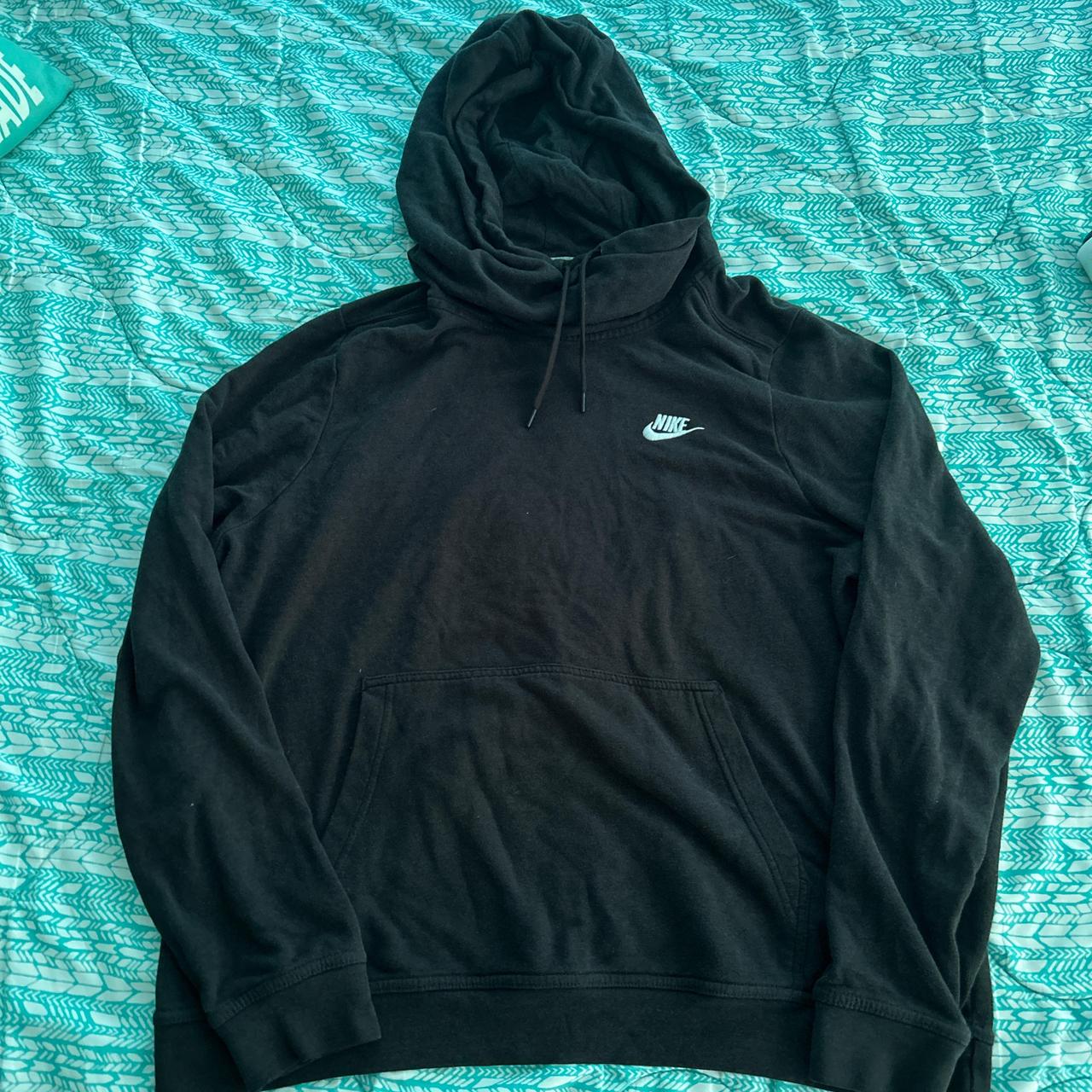 XL Nike hoodie, black, baggie hood (kind of sits... - Depop