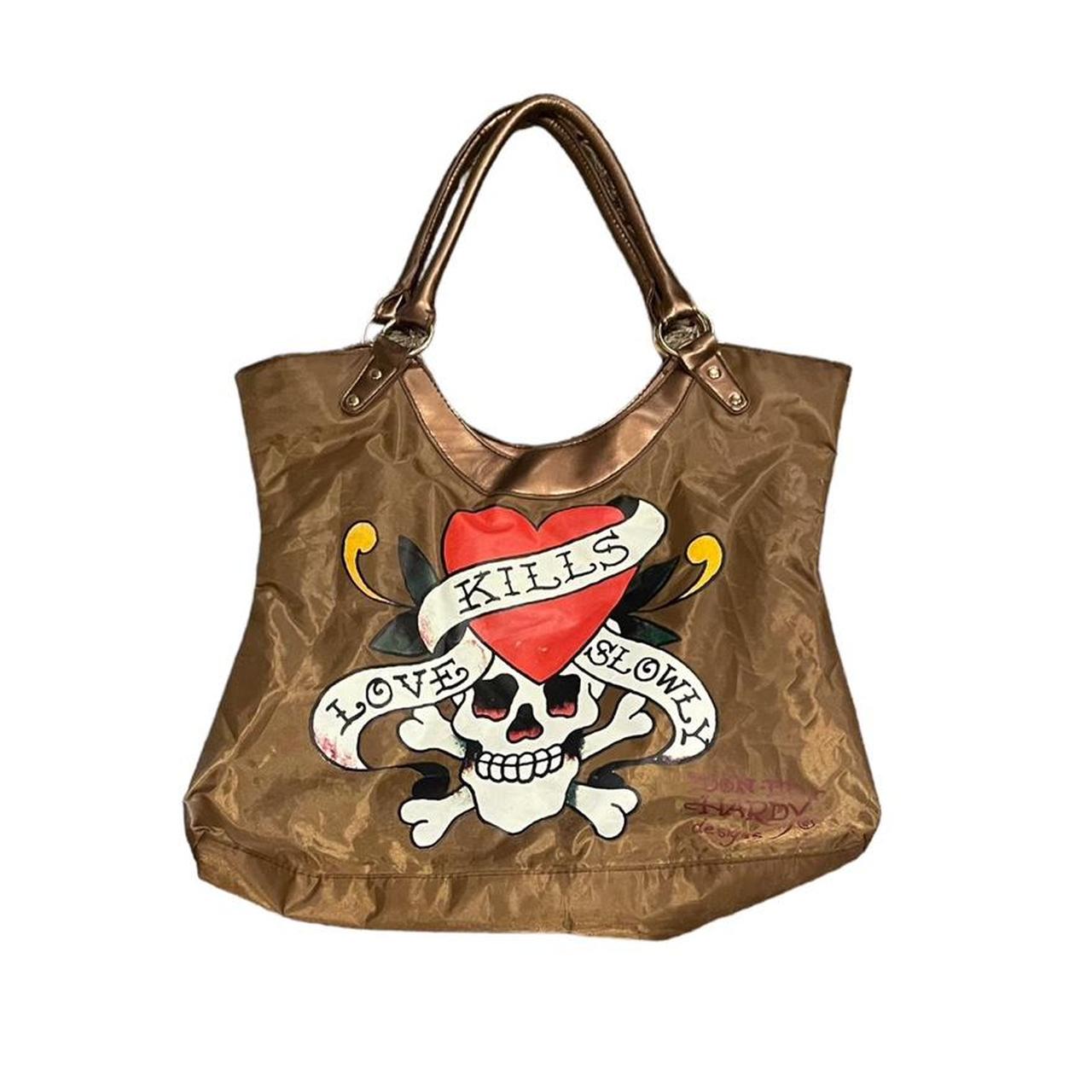 vintage brown ed hardy bag has some staining just... - Depop