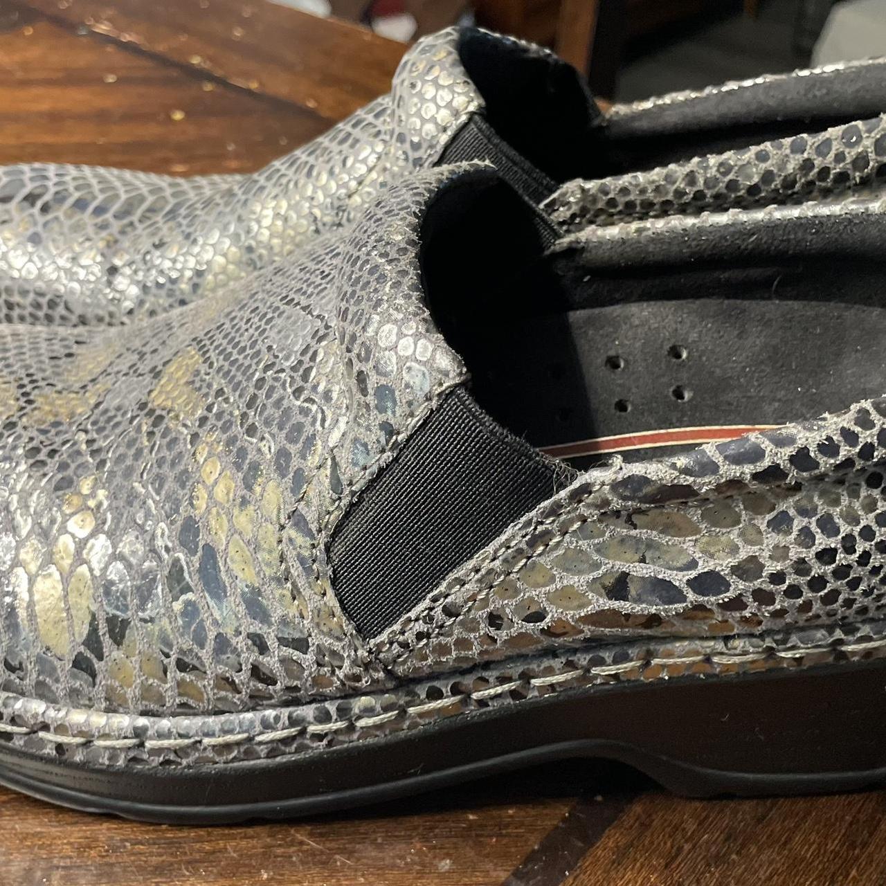 Klogs Size 7.5 Clogs Blue Gold Snake Print Womens... - Depop