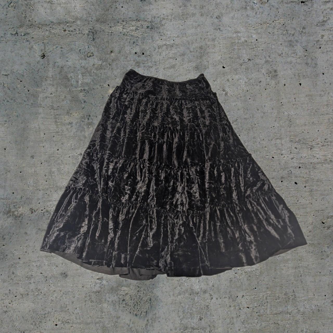 Reworked Velvet Tiered Skirt Brand: Suzy Shier (has... | Depop