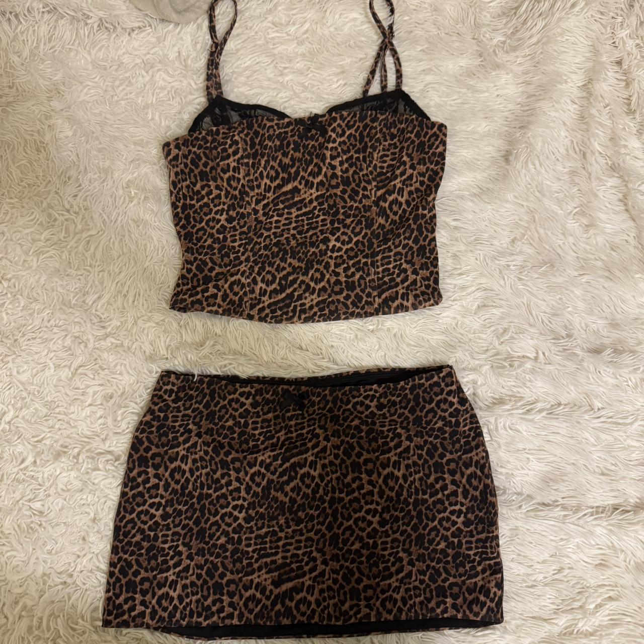 Edikted leopard print set Mini low rise skirt with... | Depop