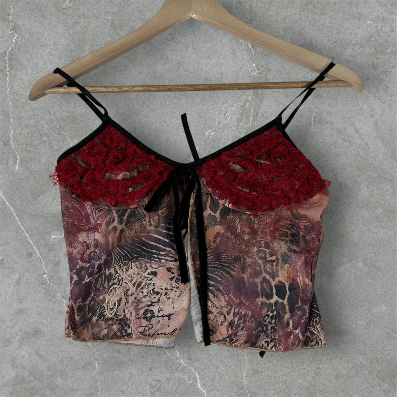 Leopard Print top With red lace Super cute and... - Depop