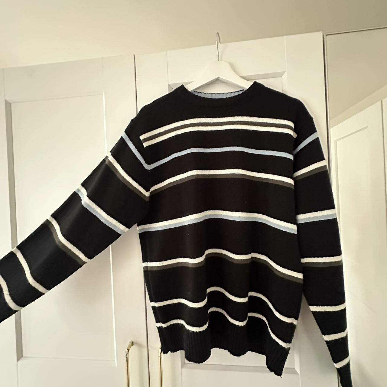 Men’s knitted striped jumper Vintage style... - Depop