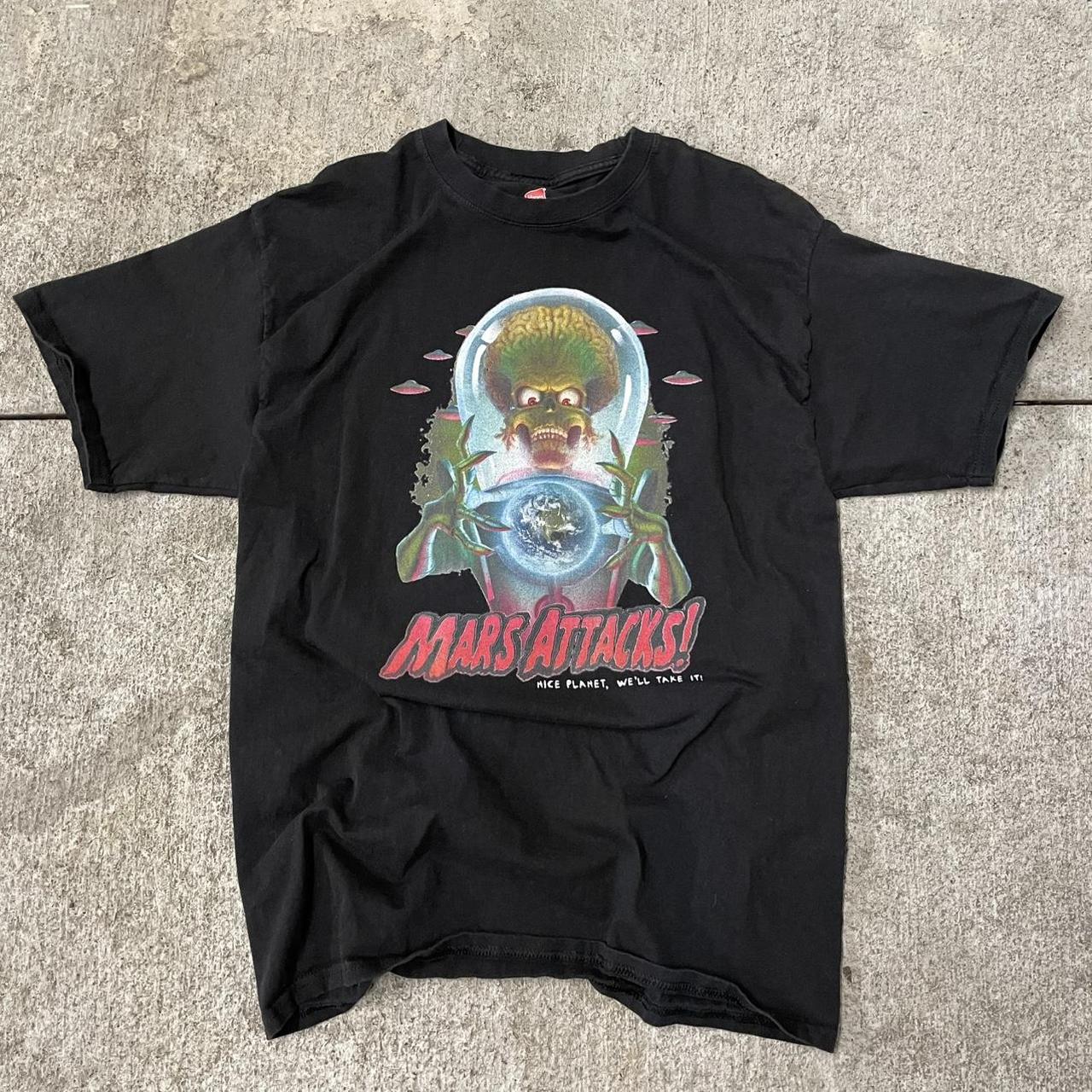 Mars Attacks Movie Promo Tee in Black with a Super... - Depop