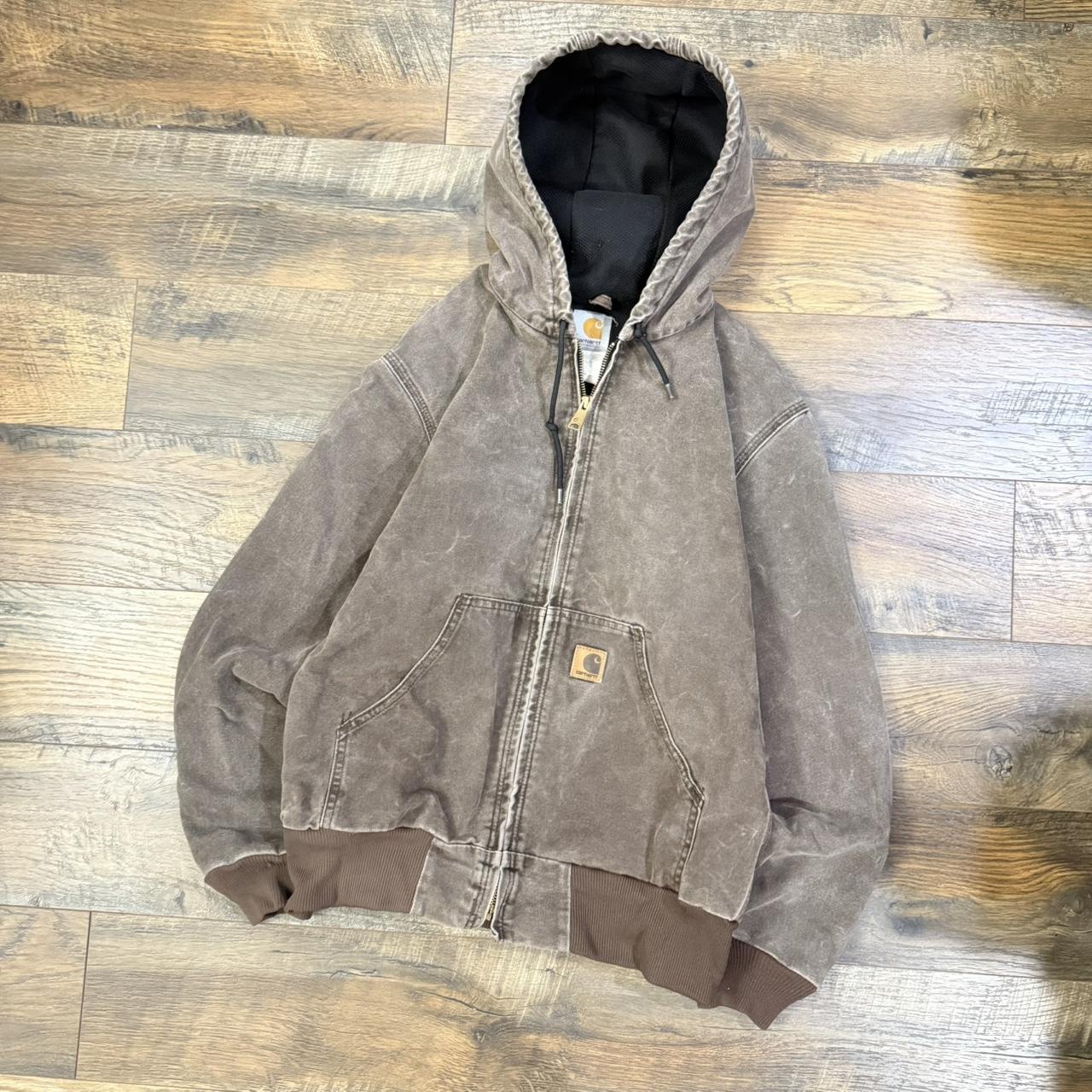 Travis Scott Mocha Brown Faded Carhartt Hooded... | Depop