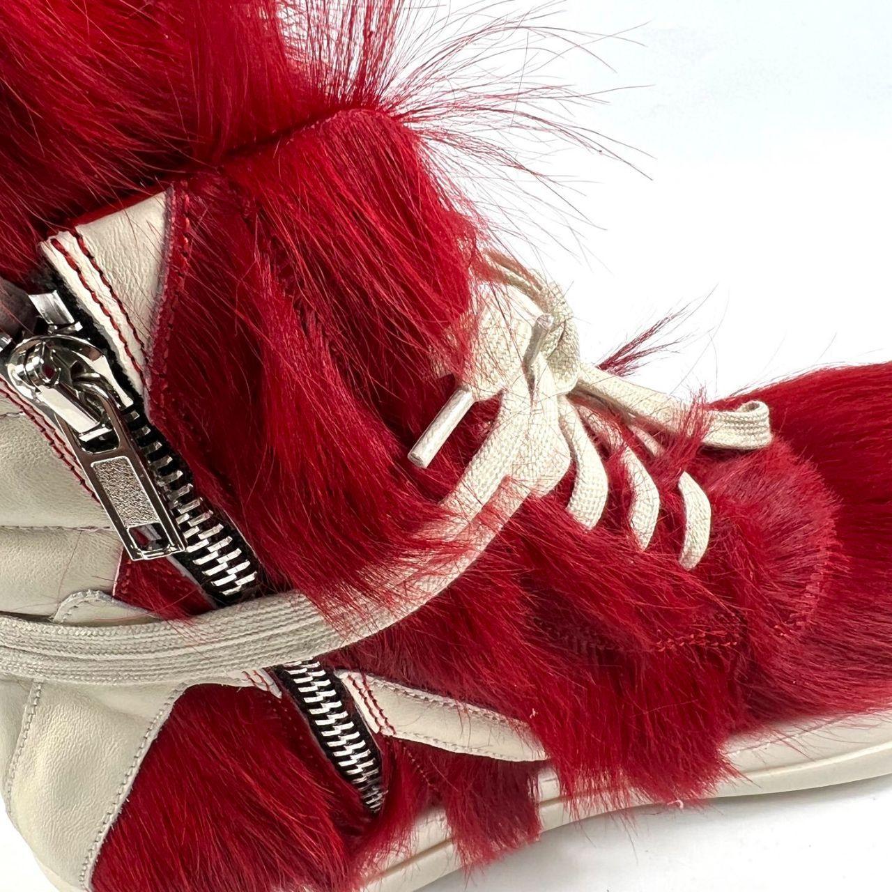 Rick Owens Red Fur Geobaskets. Fits Large And... | Depop