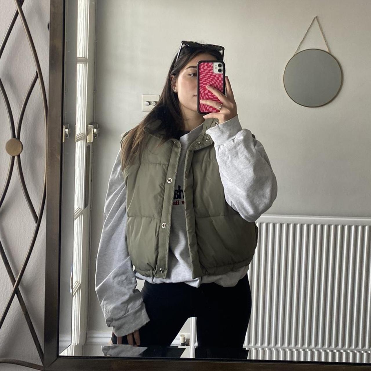 Weekday cropped puffer jacket. Gilet puffer jacket.... - Depop