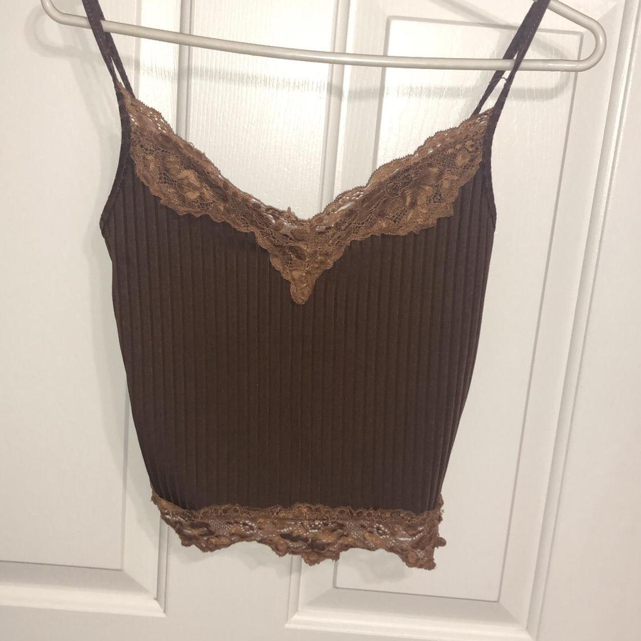 Brown lace cami top #lacetop Minor flaws shown in... | Depop