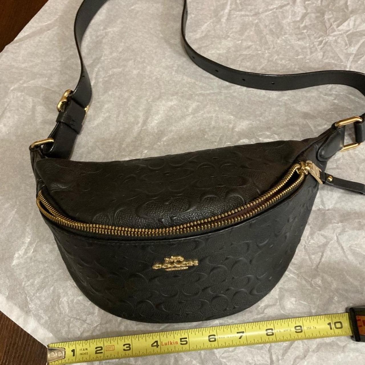 NWOT coach bum bag. Black leather. Never used. - Depop