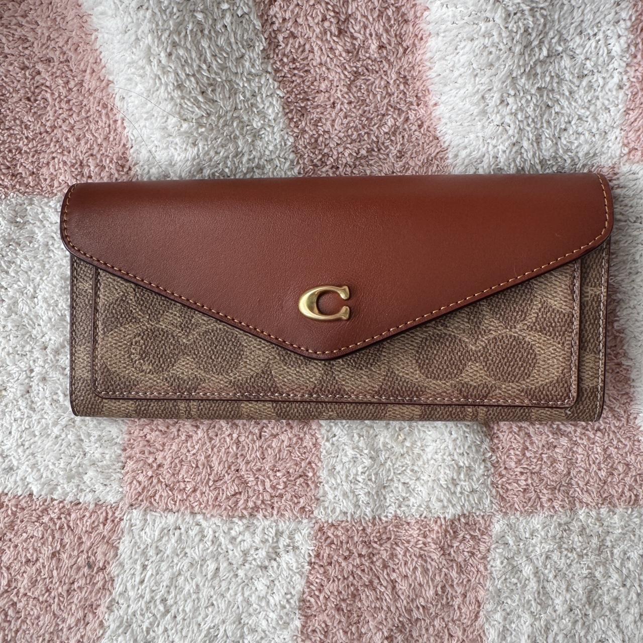 NWOT Coach Wyn Soft Wallet In Colorblook. Rust/tan... - Depop