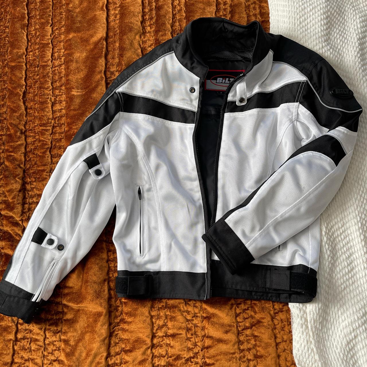 Bilt motorcycle jacket with pads for safety. White... - Depop