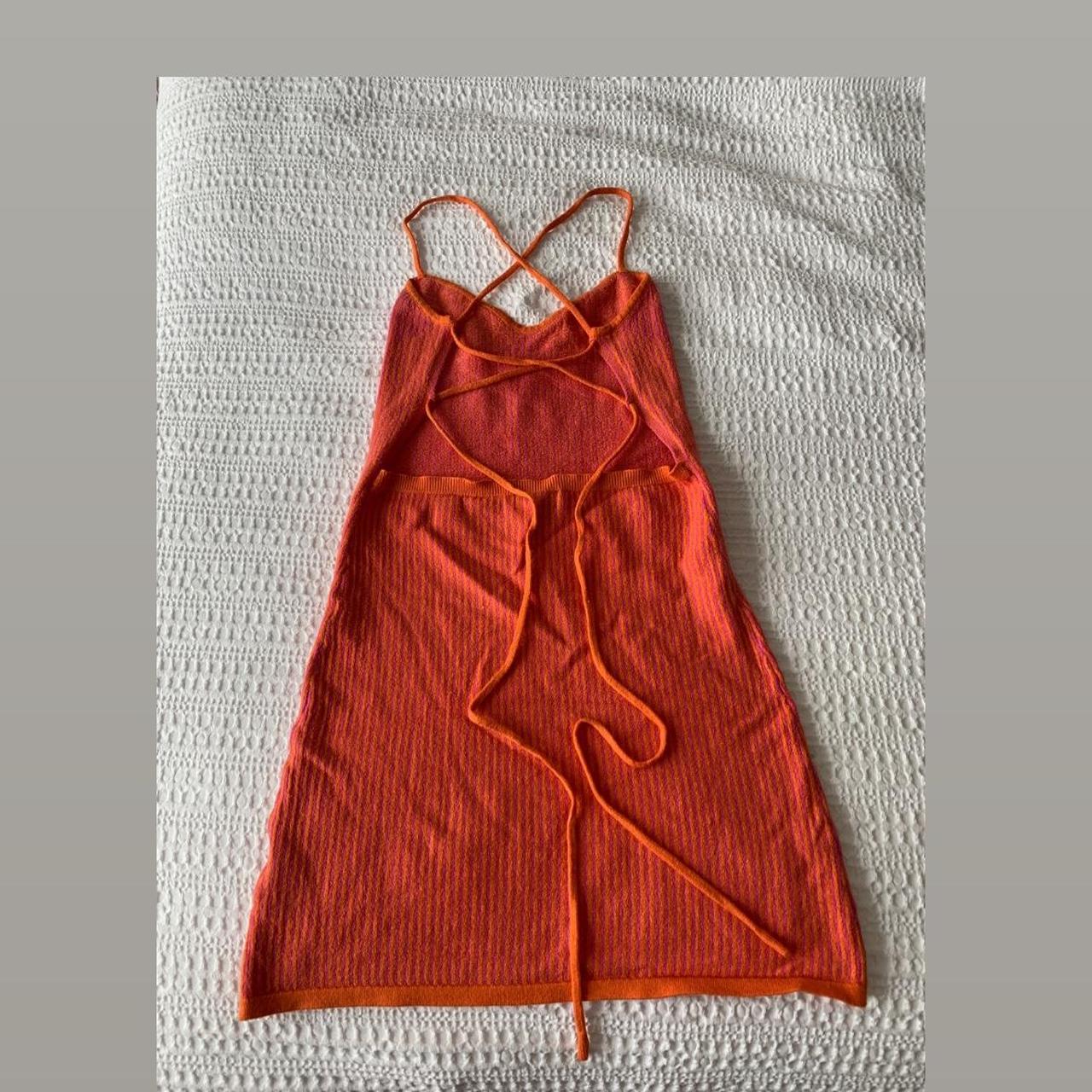 PLT Kit dress with open tie back Orange and pink,... - Depop