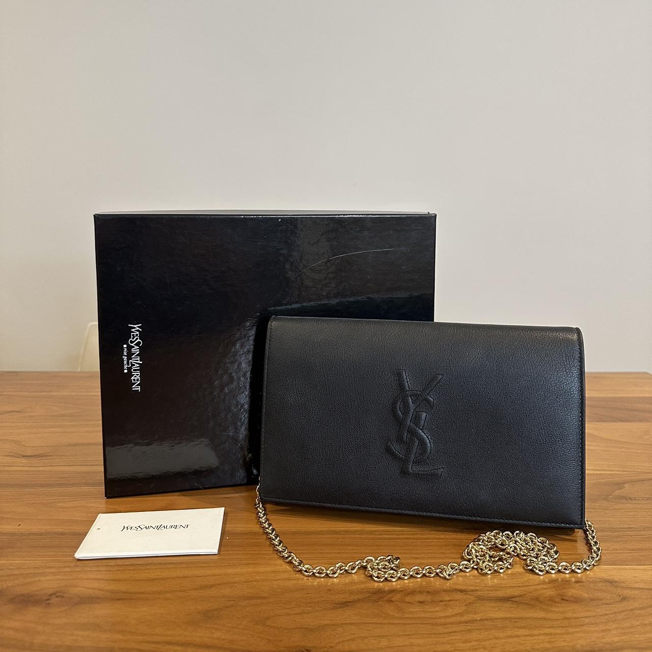 YSL authentic black chain bag small wallet interior... - Depop