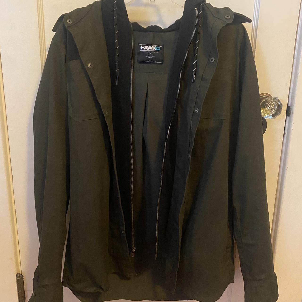 tony hawk brand jacket/hoodie, green with black hoodie - Depop