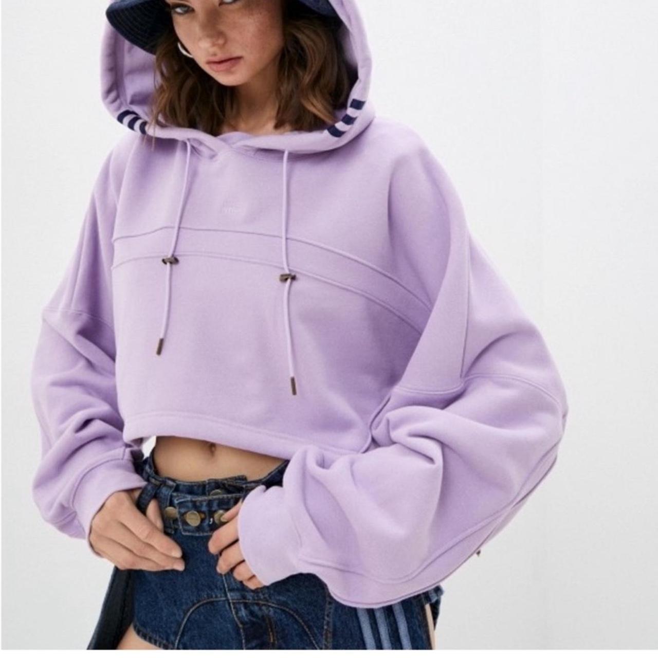 Ivy Park x Adidas Lavender Cropped Hoodie #ivypark... | Depop