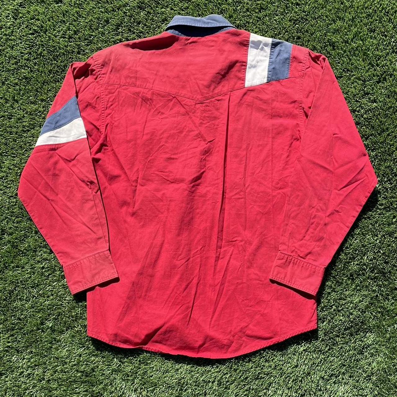 Vintage 90s Wrangler Button Up Shirt Red Embroidered... - Depop