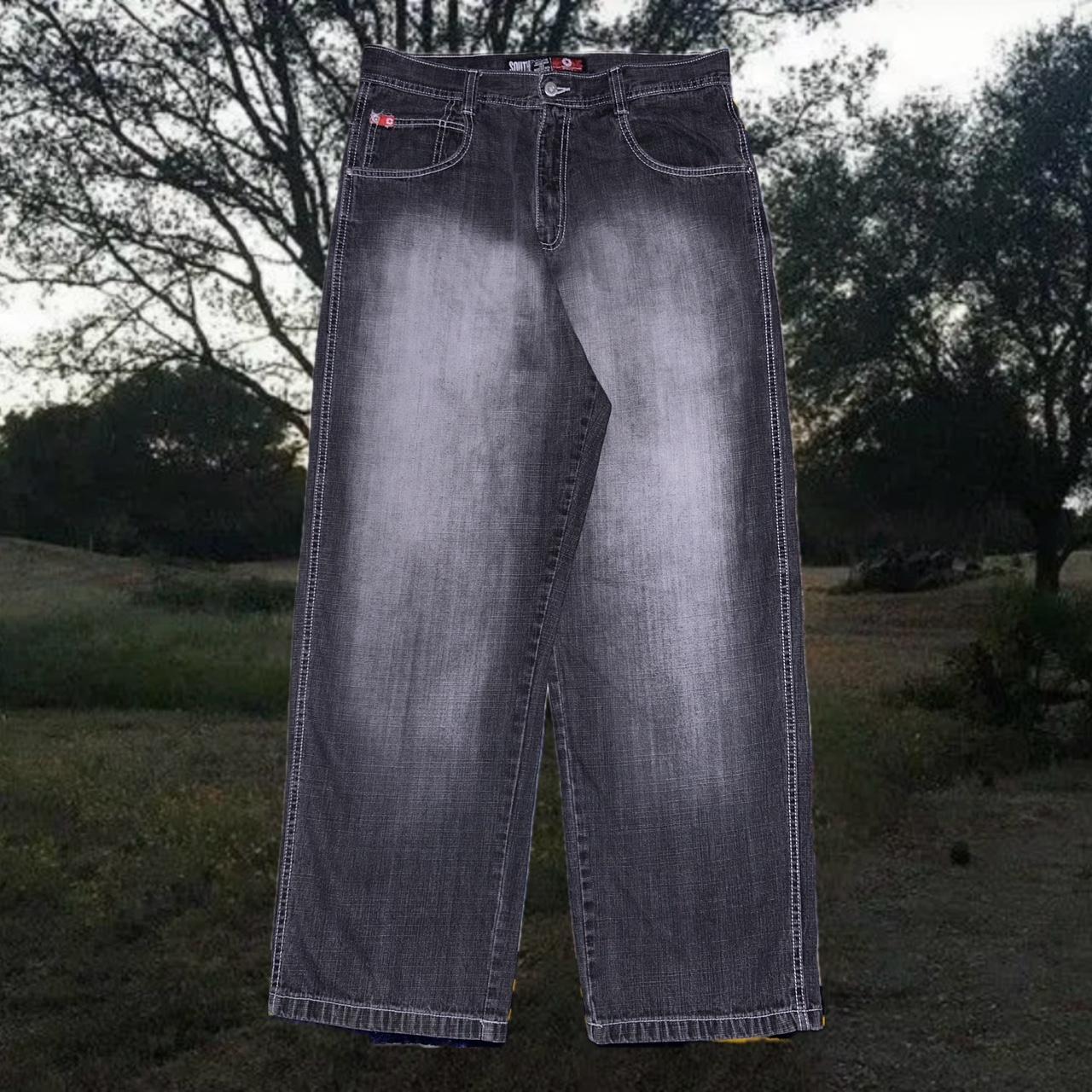 2000s Y2K Black Baggy Red Tab Southpole Jeans Crazy... | Depop
