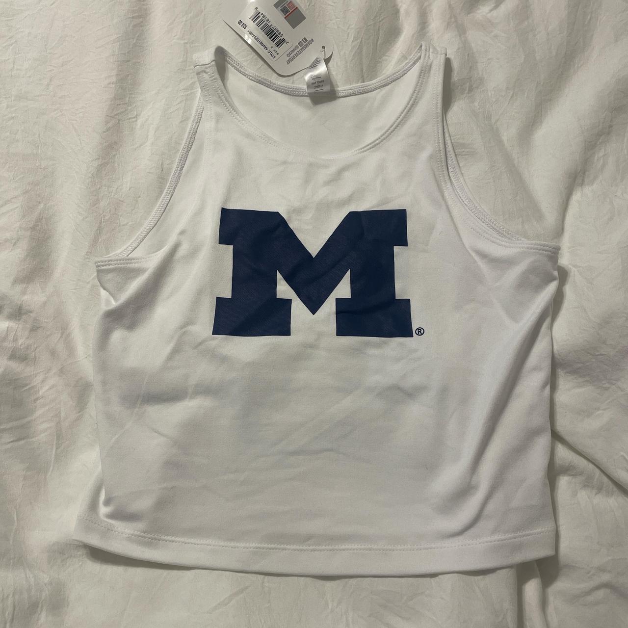 White and navy Michigan tank top #MichiganWolverines | Depop
