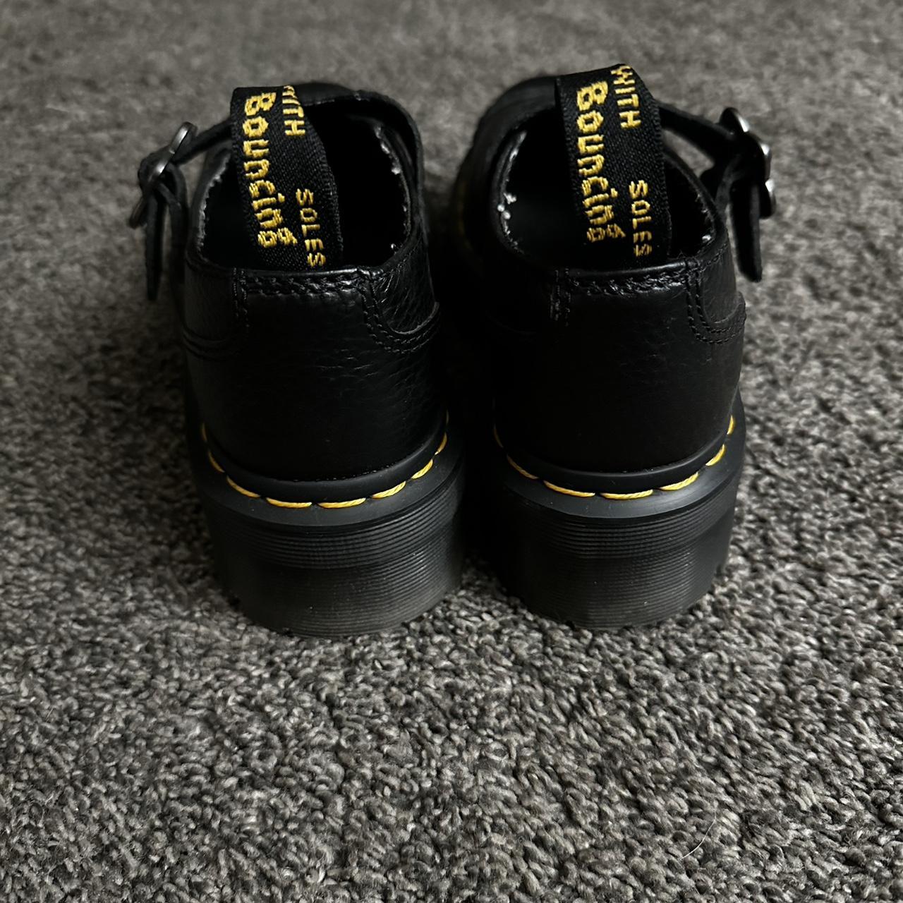 Addina flower buckle leather platform shoes never... - Depop