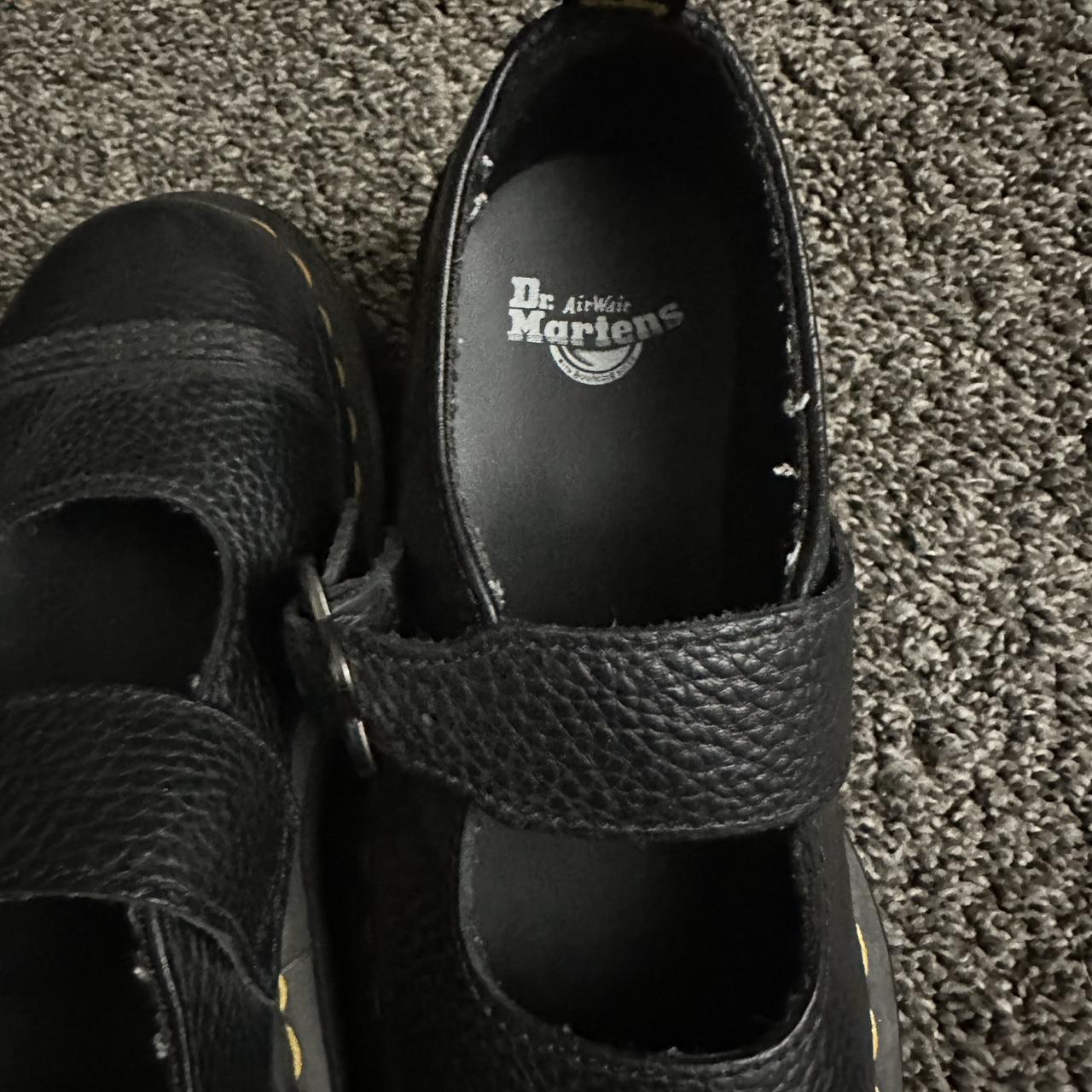 Addina flower buckle leather platform shoes never... - Depop