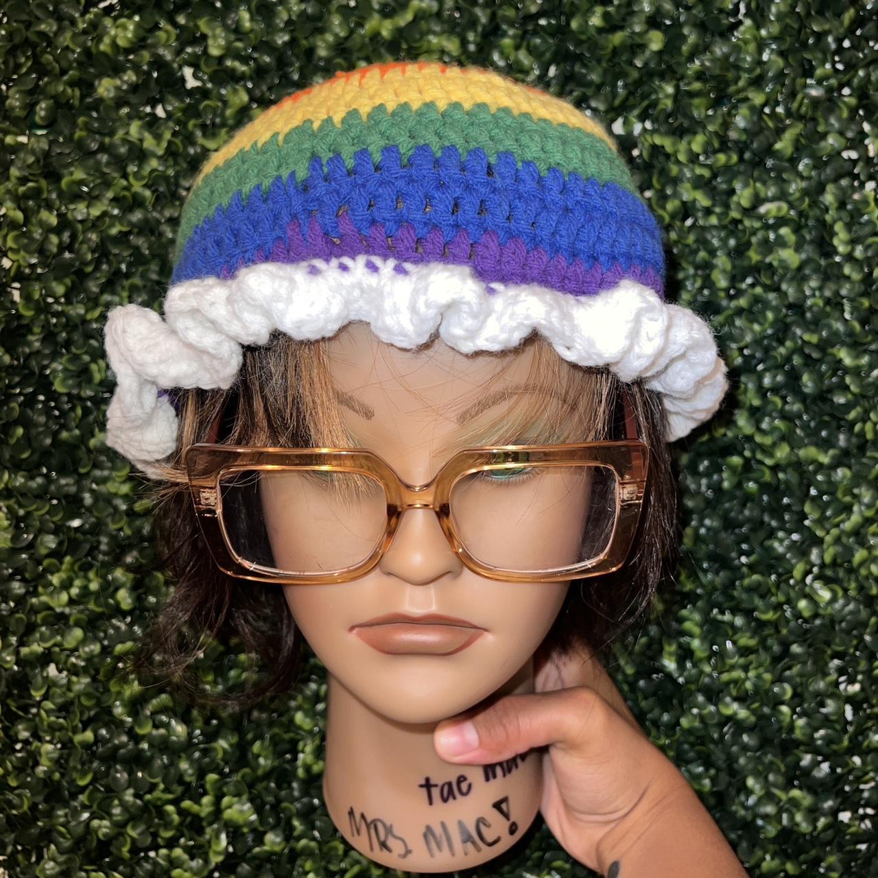 handmade rainbow crochet hat 🌈 #rainbowhat... - Depop