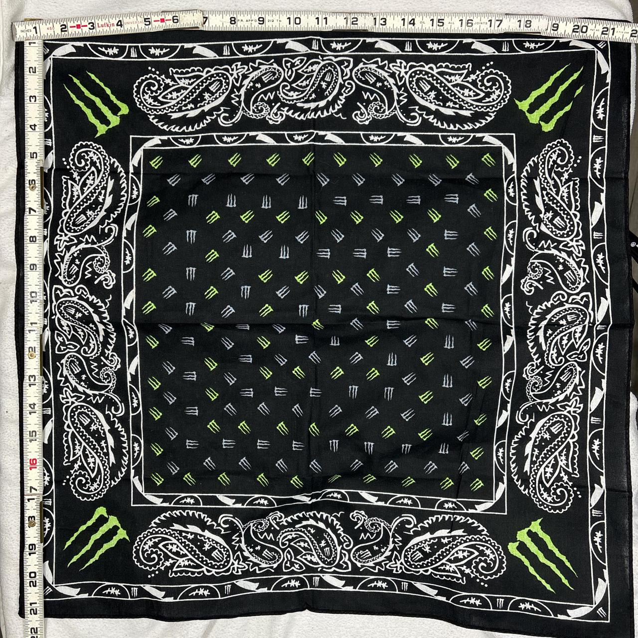 Y2k monster energy bandana Black,white and green... | Depop