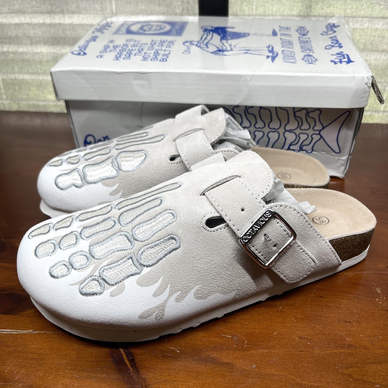 White/Grey Skeleton Clogs - Depop