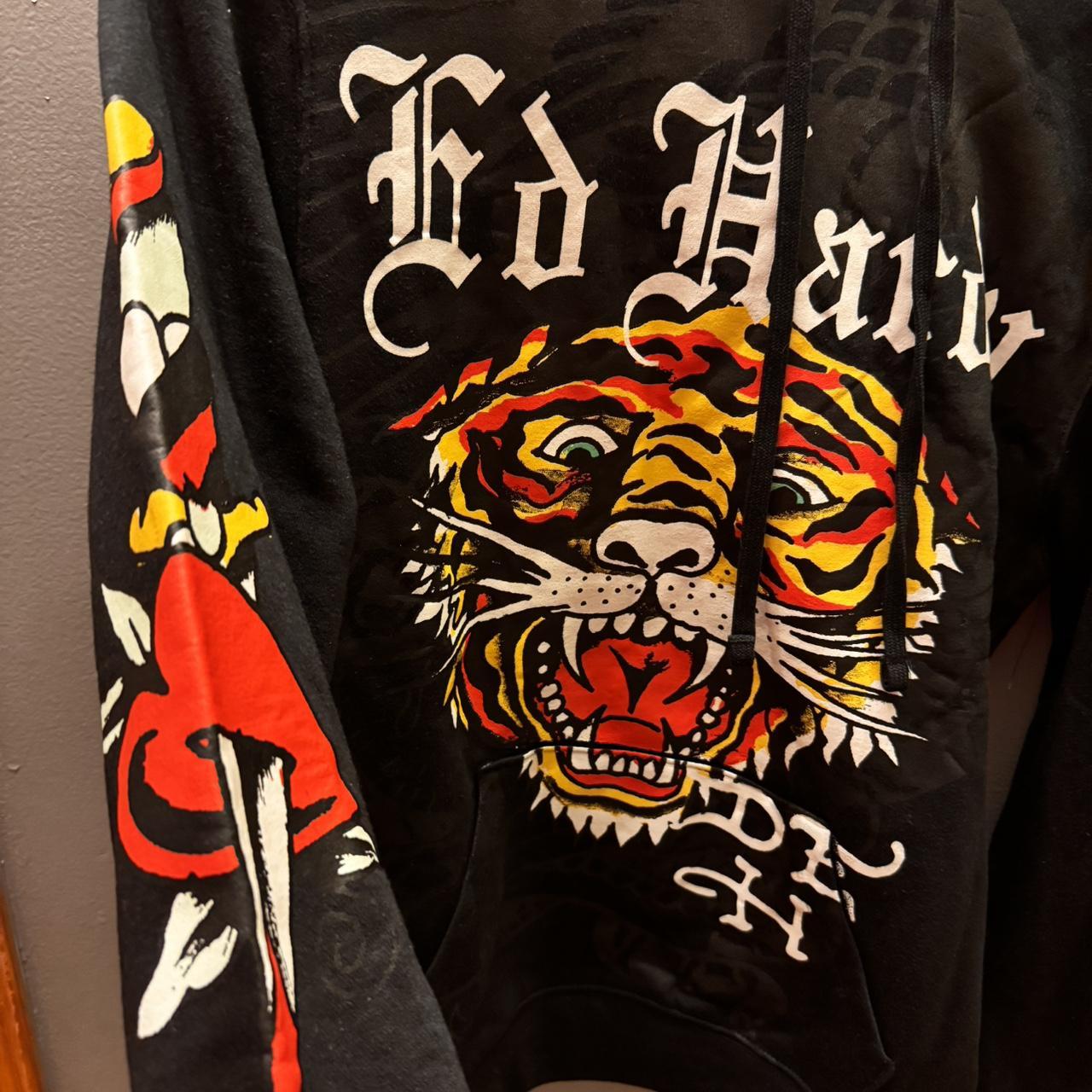 ED HARDY black multi hoodie size small and it is... - Depop