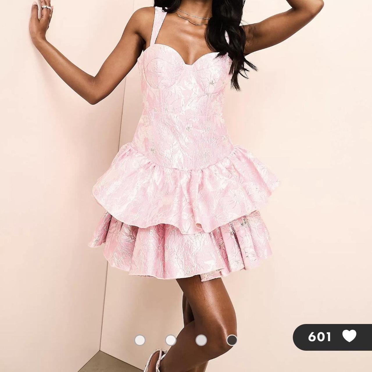 ASOS Luxe jacquard corseted mini dress with tiered... | Depop