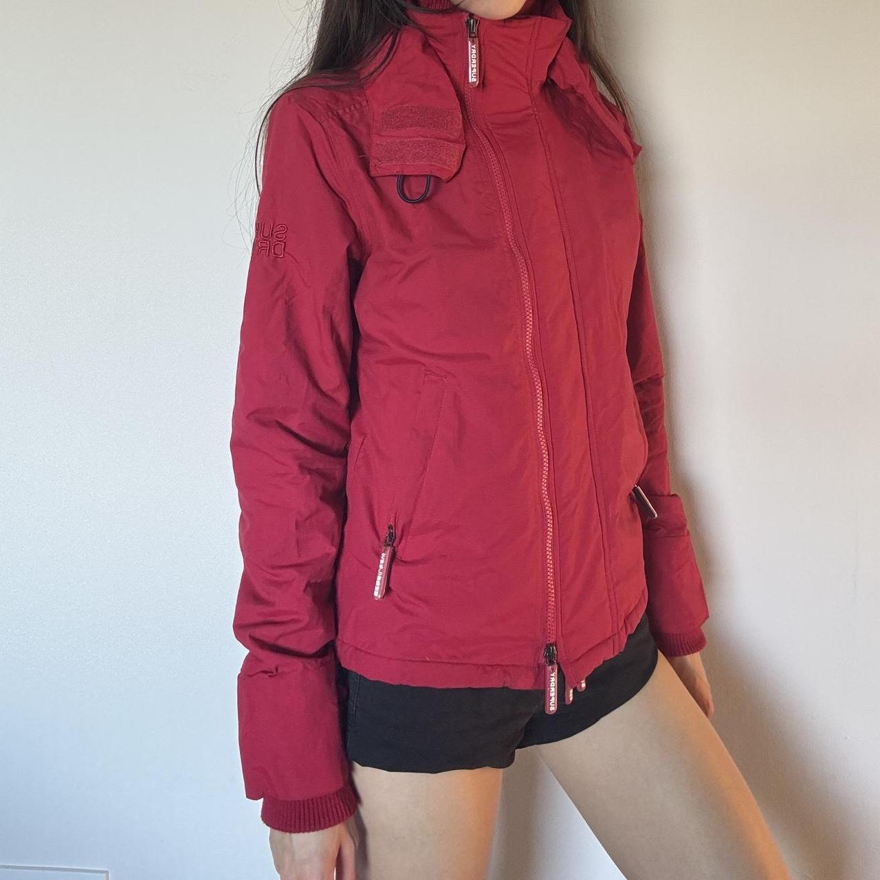 SuperDry Red Puffer🍎 Red puffer jacket with navy... - Depop