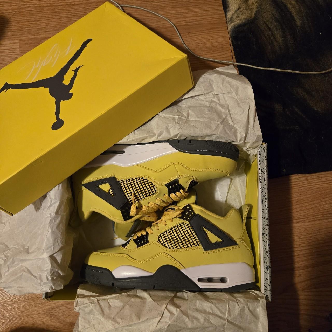 Jordan 4 lightning Basically brand new worn... - Depop