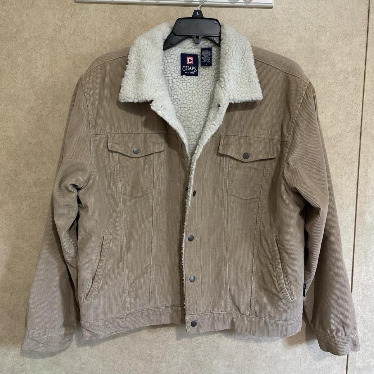Vintage Chaps RL Corduroy Sherpa Lined Coat Jacket... - Depop